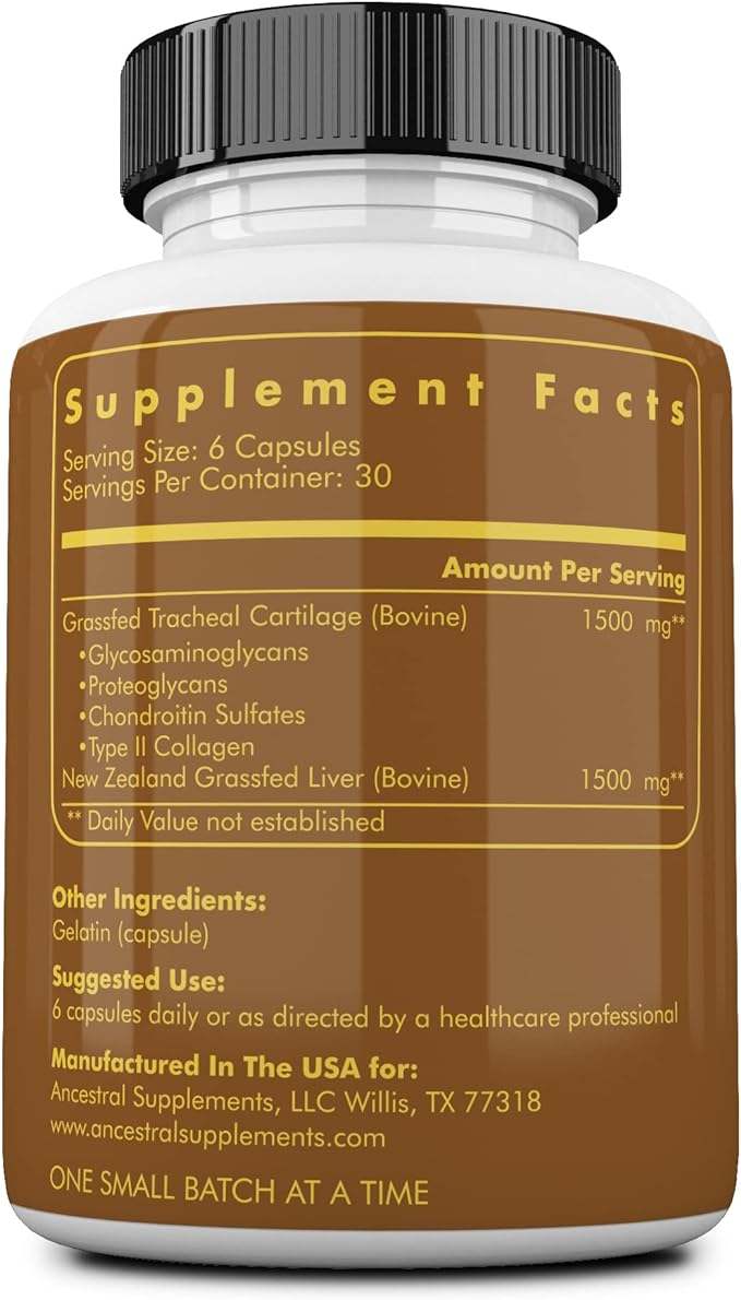 Grass fed Bovine Tracheal Cartilage 180 caps - Ancestral Supplements ...