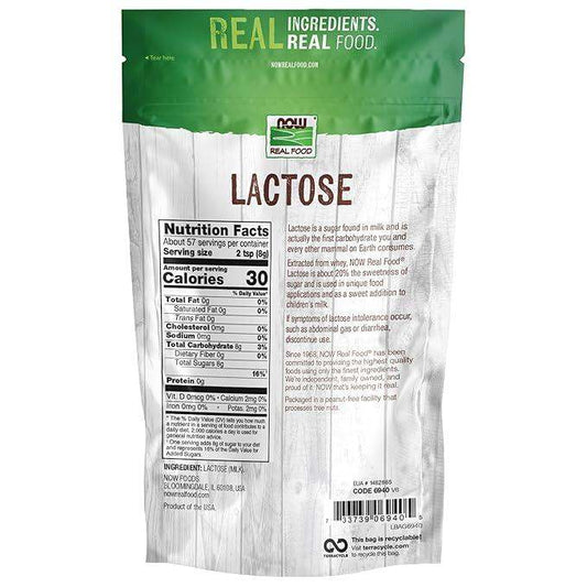 Real Food, Lactose, Specialty Sweetener, 454g - Now Foods - Welzo
